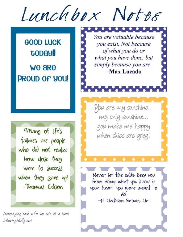 Back to School: Free Lunchbox Printables — Meal Planning Your Way